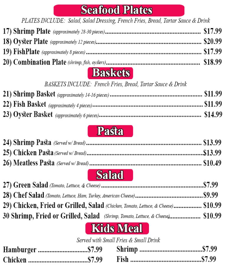 Menu – Big Easy LA